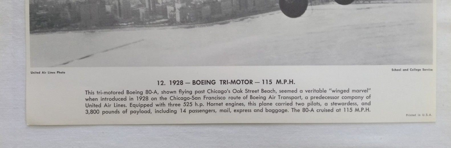 United Air Lines Boeing Tri Motor Airplane Print, 1928, Vintage - Etsy