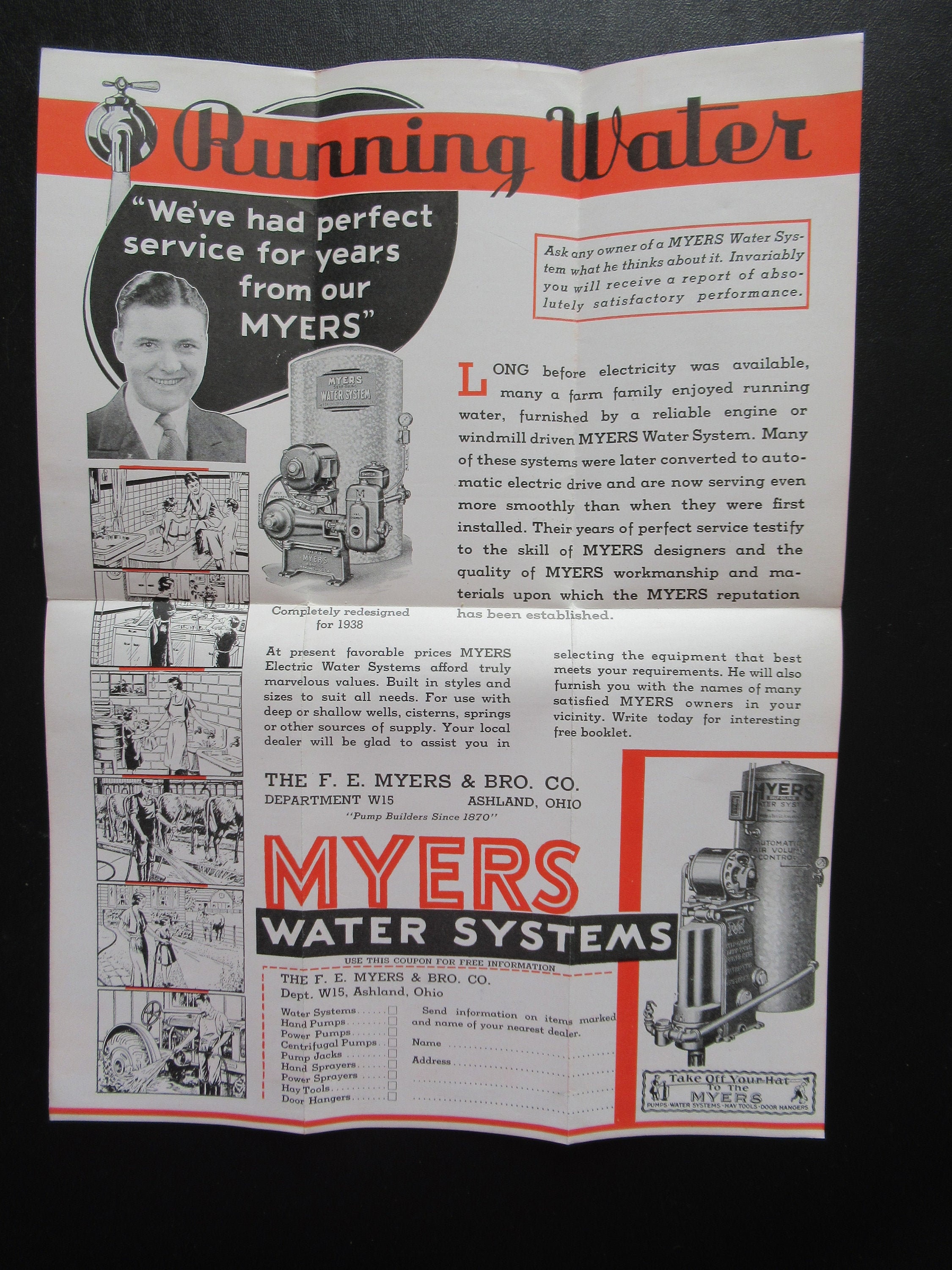 Vintage 1938 Myers Water Systems Advertising Brochure - Etsy