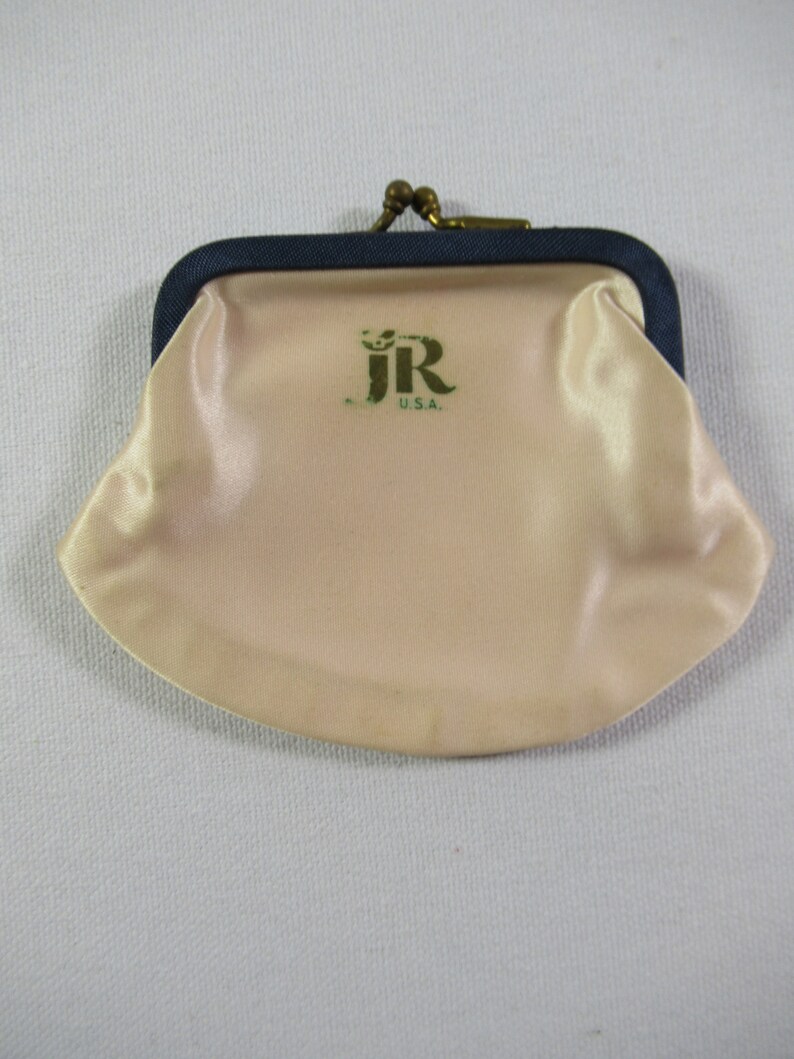 Vintage JR Navy Clutch Purse Satin Lined Matching Coin - Etsy