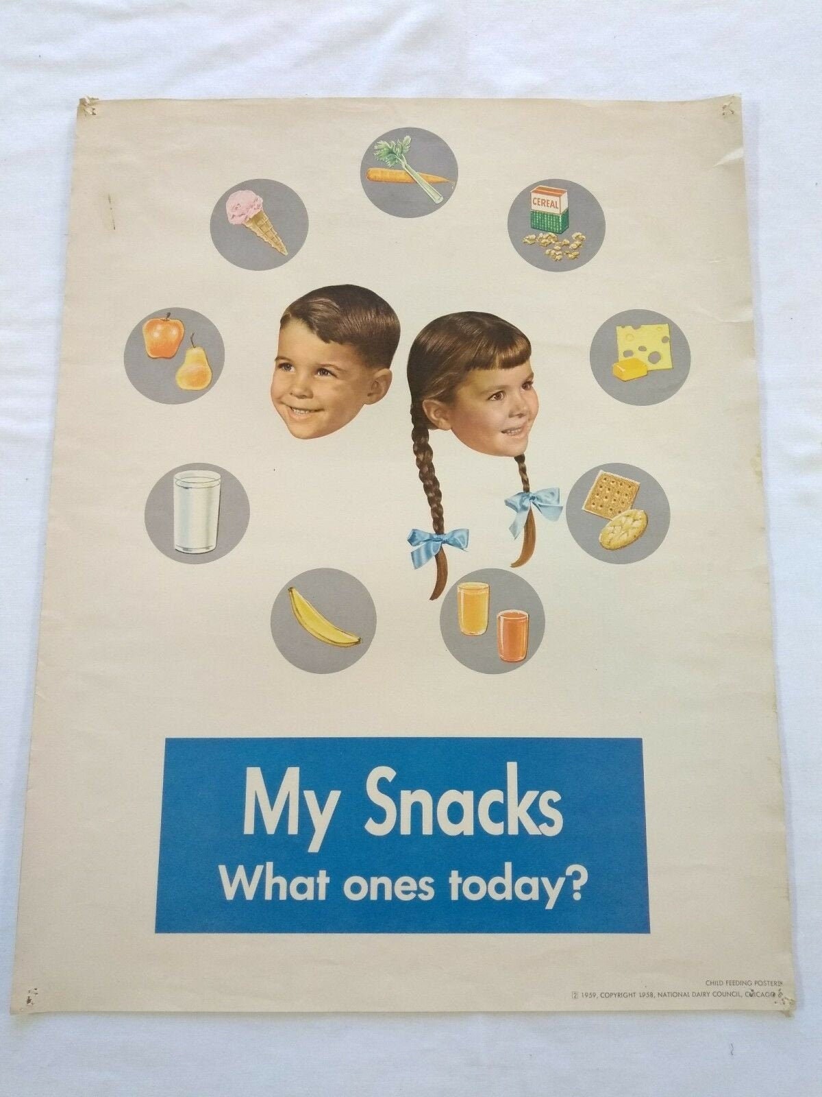 1950s Milk Advertising Poster, National Dairy Council, Snack, Vintage ...