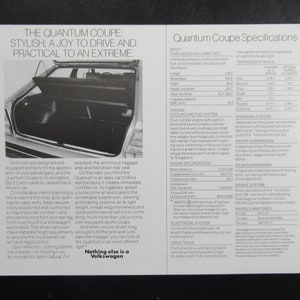 1982 Volkswagen Quantum Coupe Spec Sheet Brochure Vintage Car - Etsy