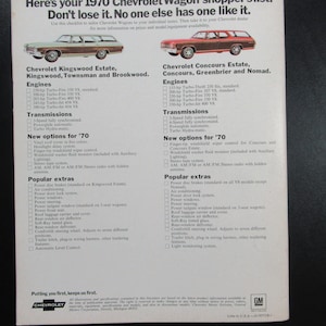 1970 Chevrolet Walk-in Station Wagon Brochure, Vintage Chevy ...