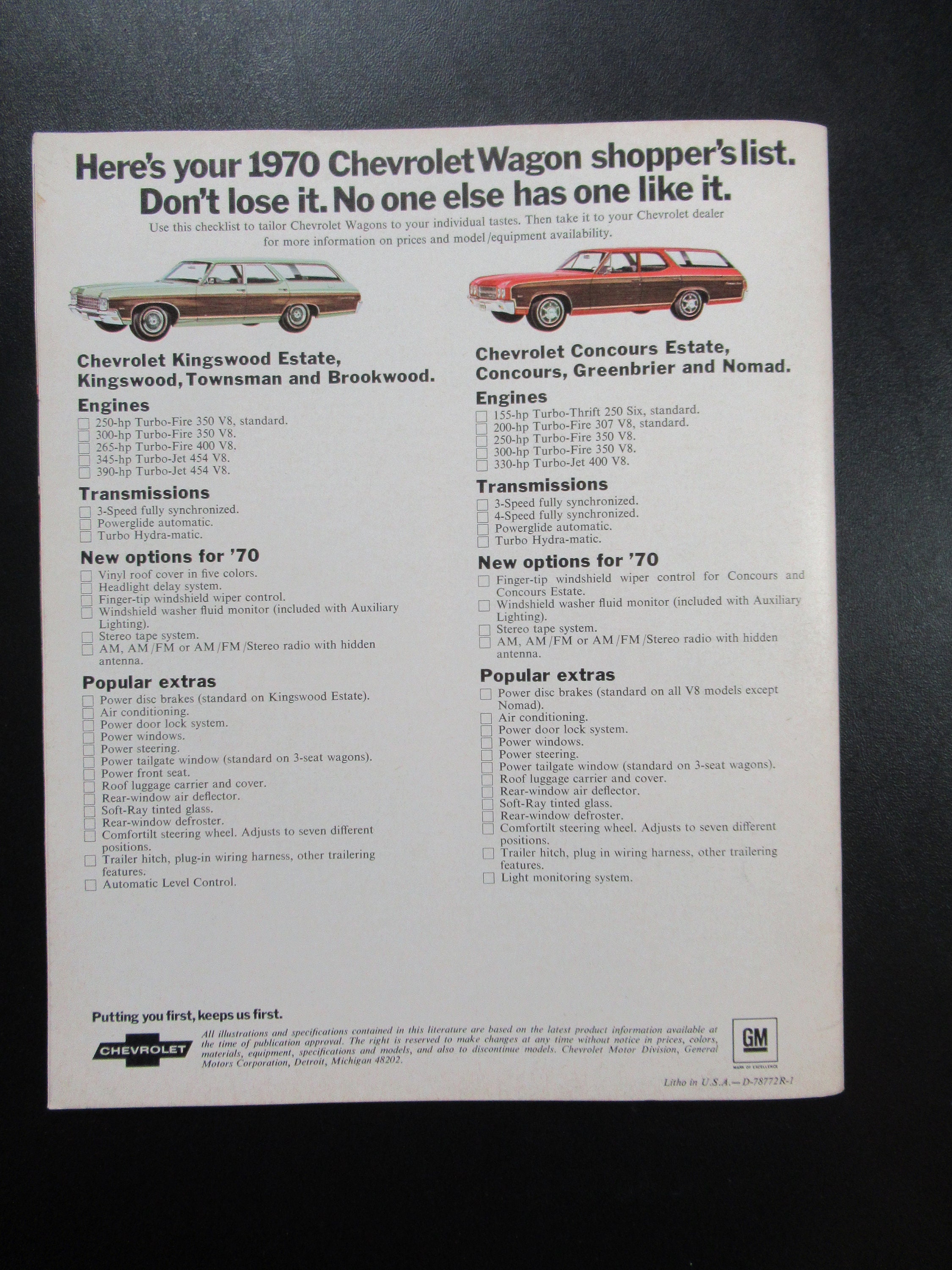 1970 Chevrolet Walk-in Station Wagon Brochure Vintage Chevy - Etsy