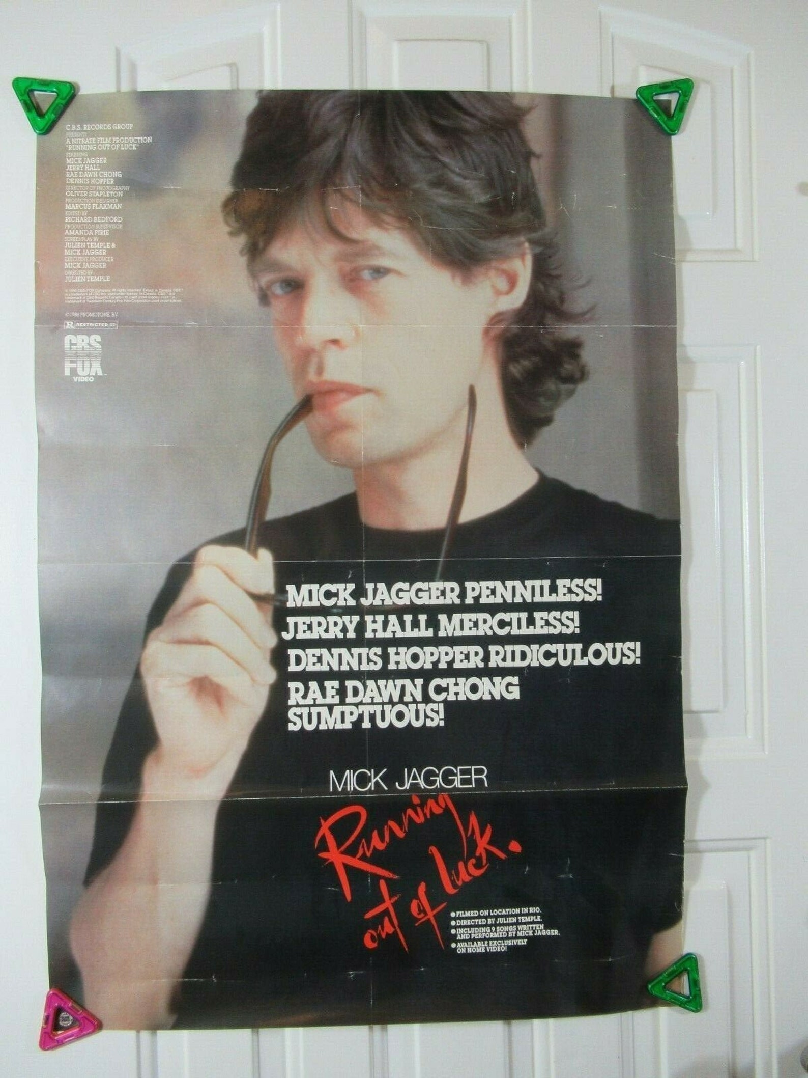 1980s Running Out of Luck Mick Jagger Movie Poster, Vintage - Etsy