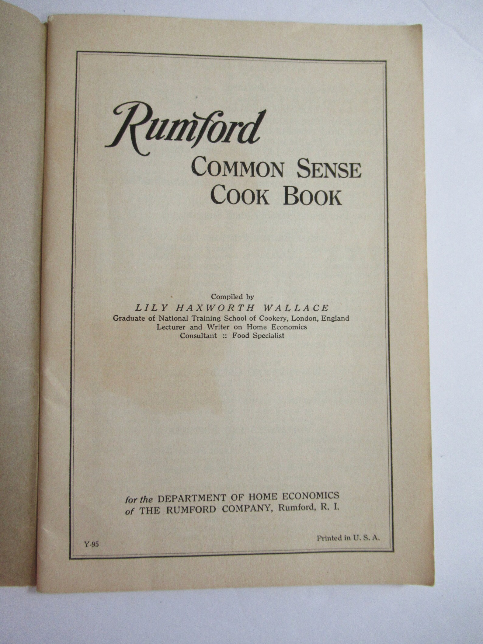 Vintage Rumford Baking Powder Common Sense Cookbook Booklet by Lily ...