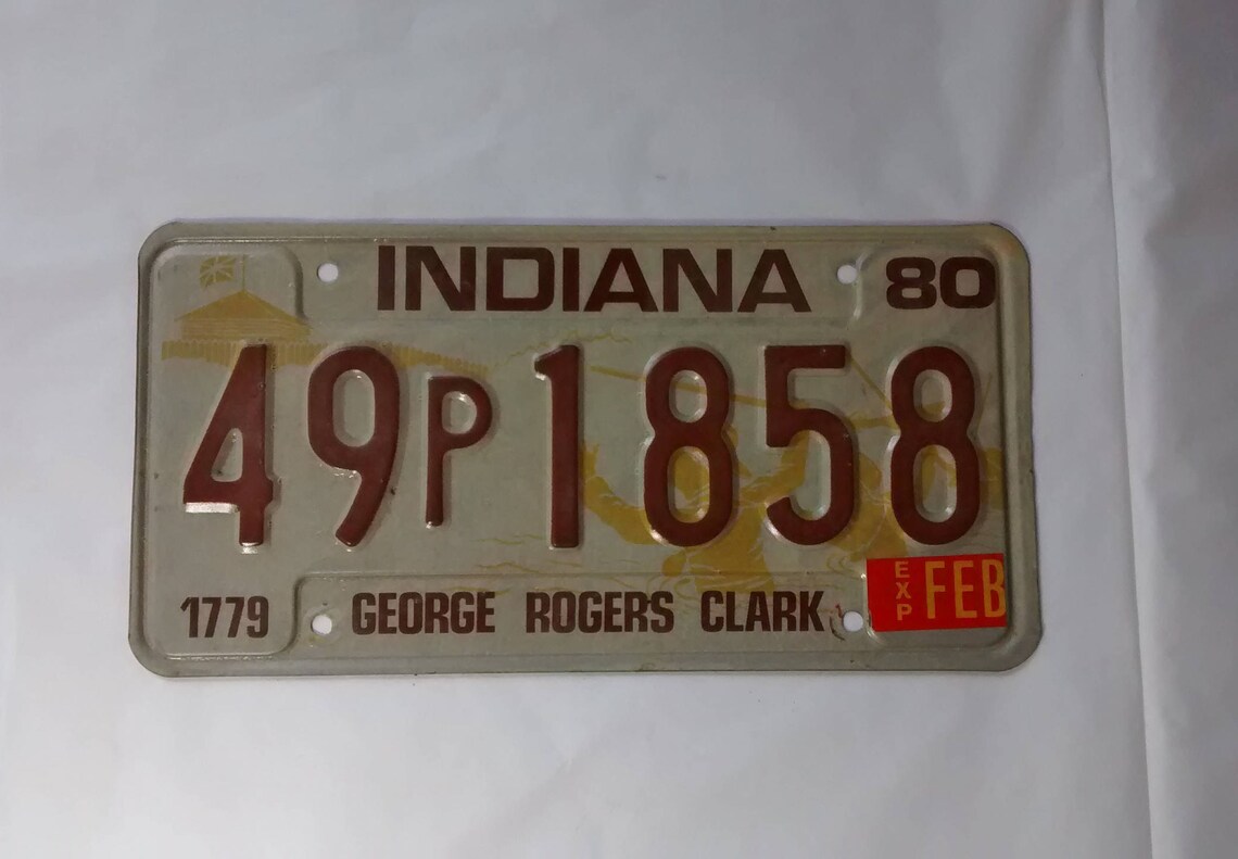 Vintage 1980 Indiana License Plate, 49P1858, 1980s, Metal, Automobile ...