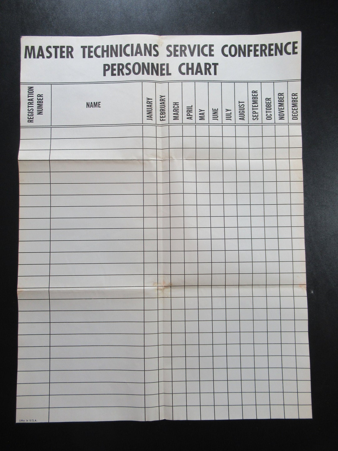 Vintage Mechanic's Master Technician Service Conference Personnel Chart ...