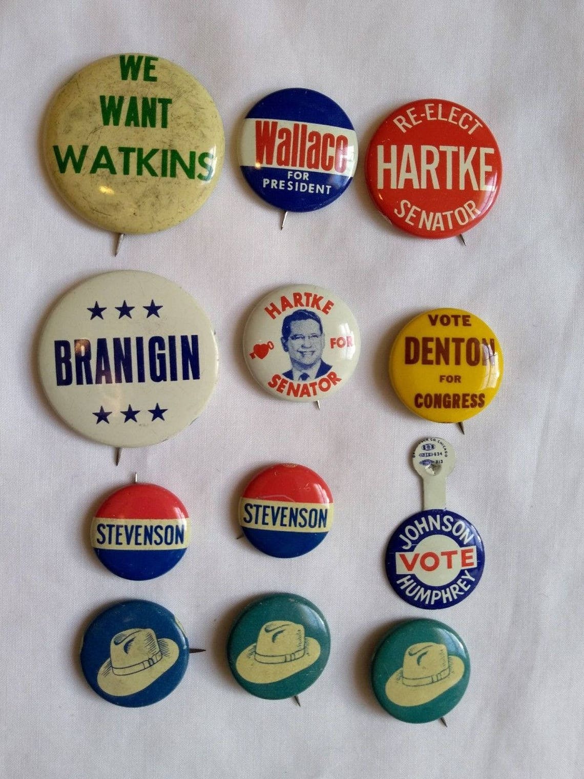 Vintage Political Campaign Election Pin Button Lot, Wallace, Johnson ...