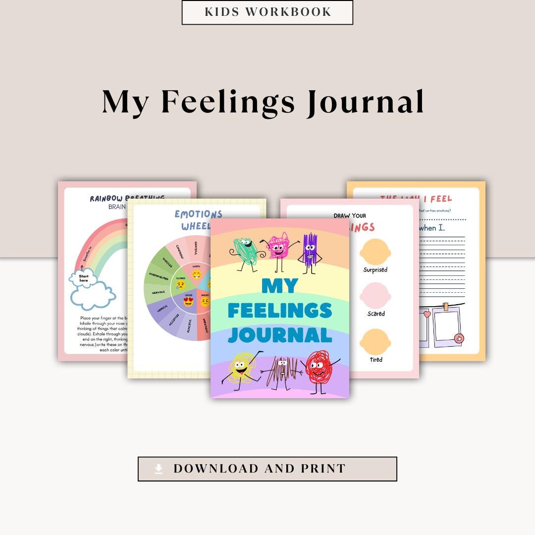 Feelings Journal for Kids, Kids Worksheets, Child Therapy Worksheet ...