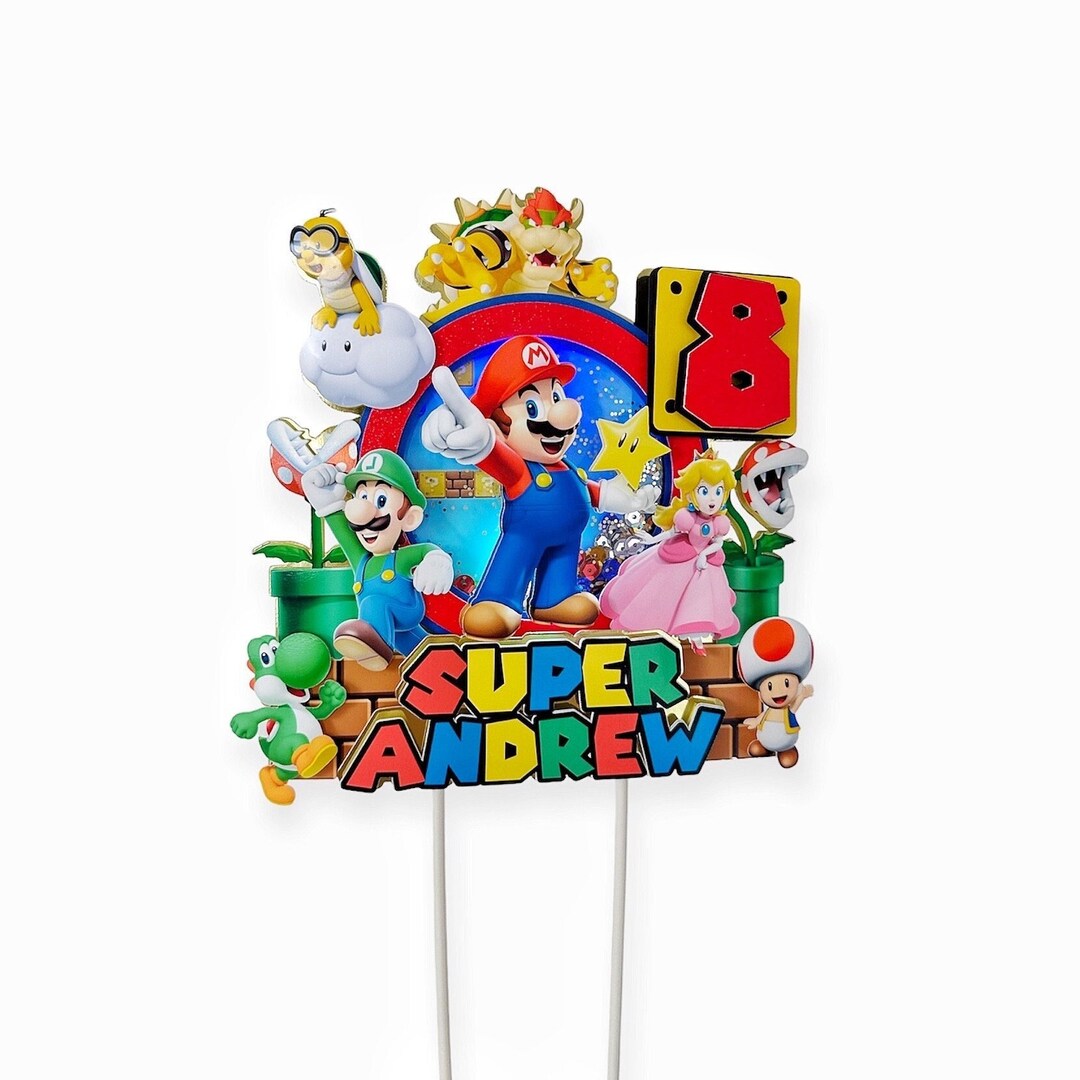 Super Mario Cake Topper Mario Cake Topper Shaker With LED - Etsy