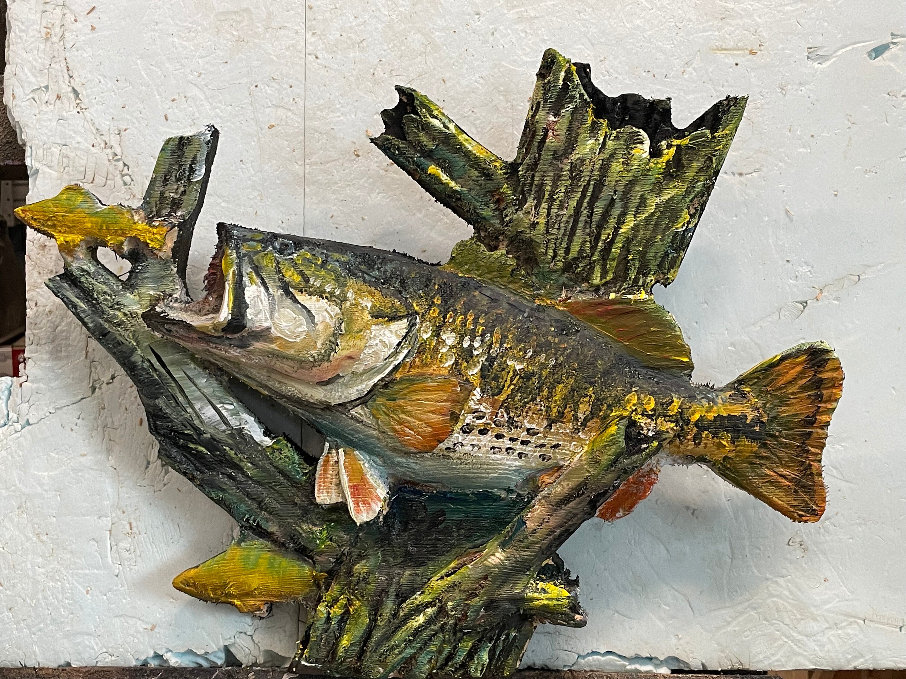 Hand Painted Largemouth Bass Wood Carving, Bass Art - Etsy