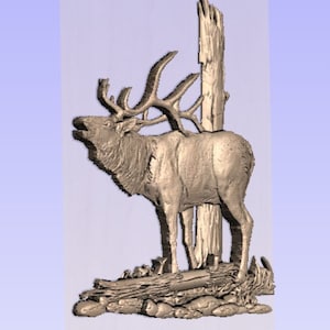 Bull Elk and Tree Stl Digital File, Bugling Bull Elk, Elk Art, Digital ...