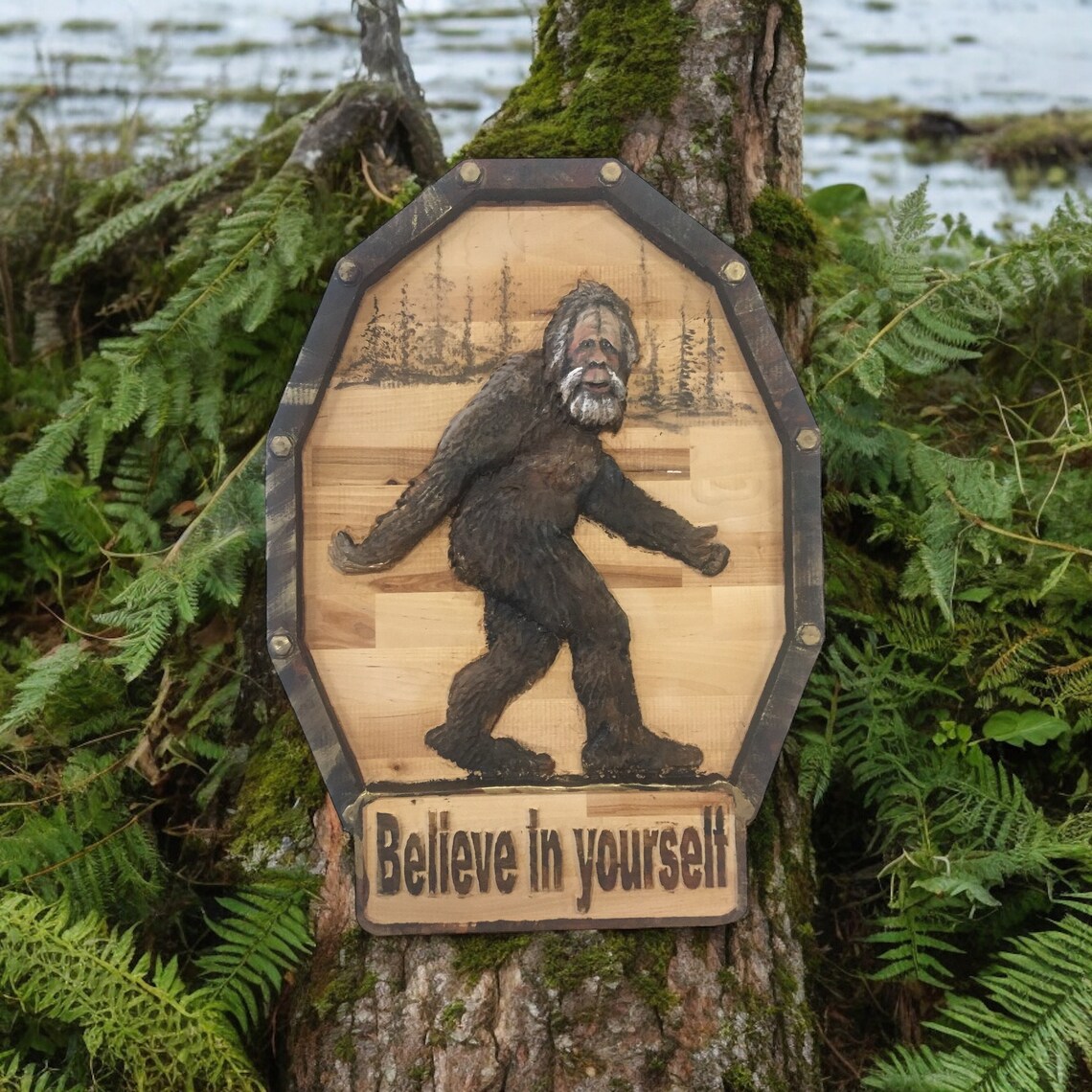 Big Foot Believe in Yourself Carving. Sasquatch Carving - Etsy