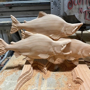 Wooden Salmon, Red Salmon Wall Art, Salmon Decor, Carved Salmon , Cabin ...