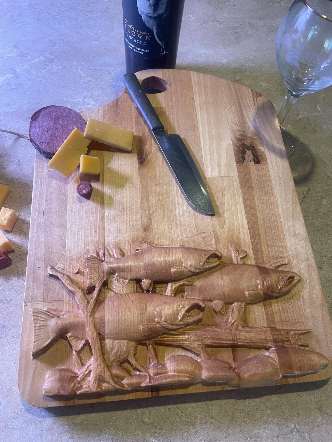 Coho Salmon Charcuterie Board, Silver Salmon Cutting Board, Carved Coho ...