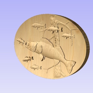 Walleye STL, Walleye Feeding on Perch Model, Walleye Cnc, Walleye ...