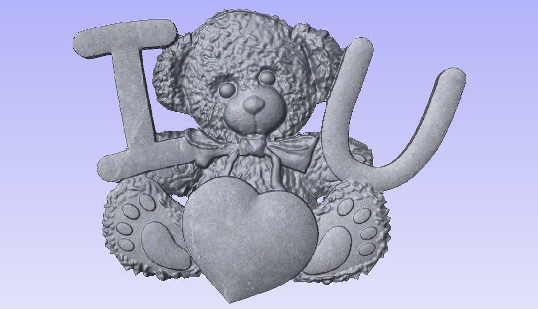 Teddy Bear Stl, Teddy Bear Digital File, Valentines Stl, I Luv U 3d ...