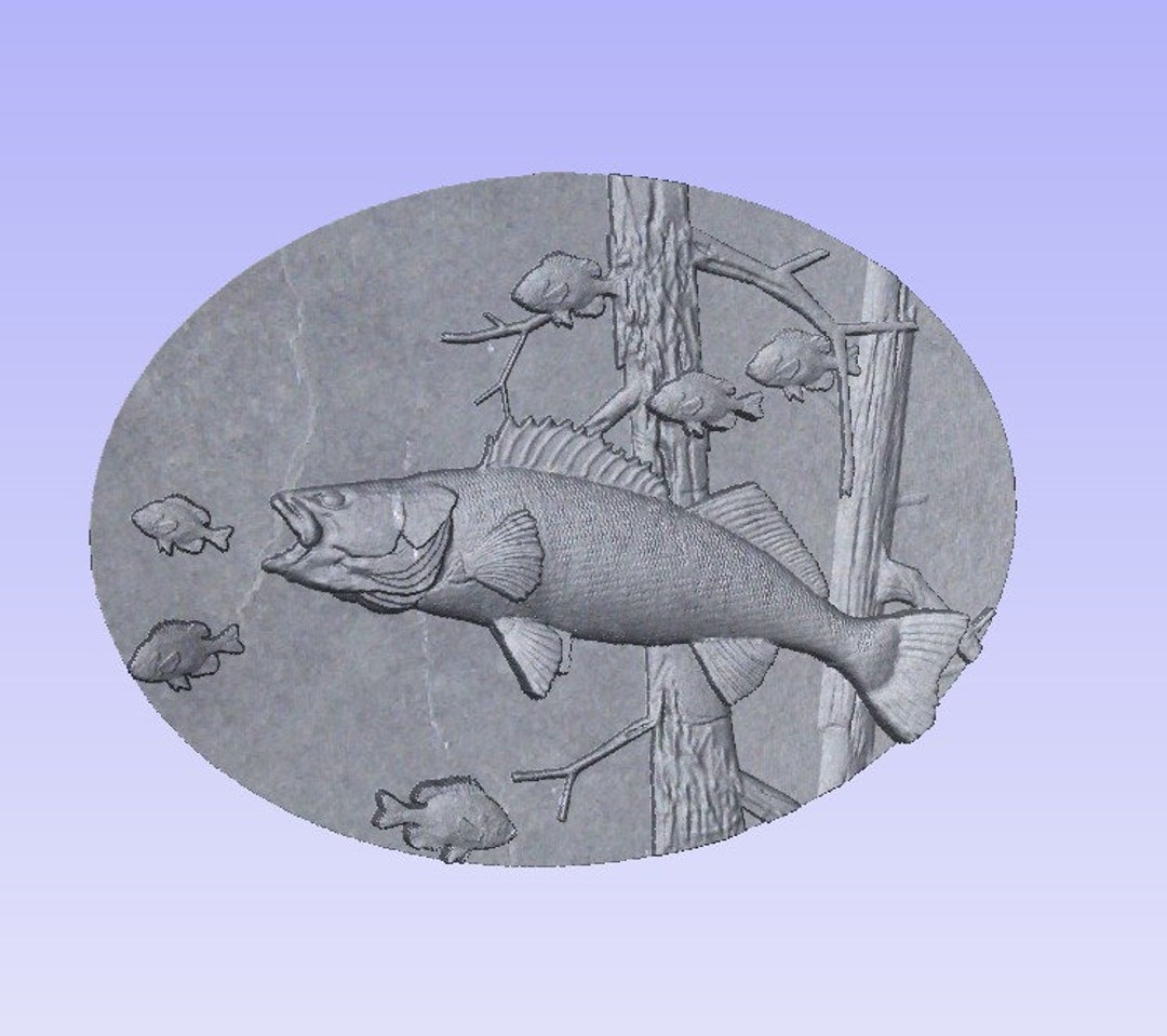 Walleye STL, Walleye Feeding on Blue Gills Stl, Fishing Art, Fishing ...