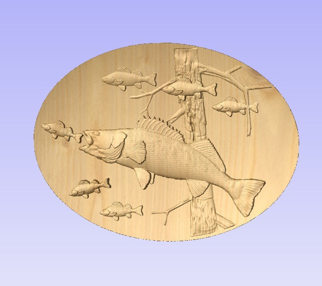 Walleye STL, Walleye Feeding on Perch Model, Walleye Cnc, Walleye ...