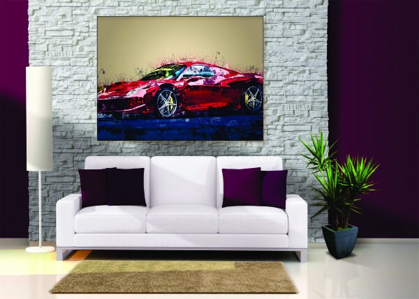 Abstract Ferrari F488 Canvas Set Car Canvas Set Car Wall | Etsy