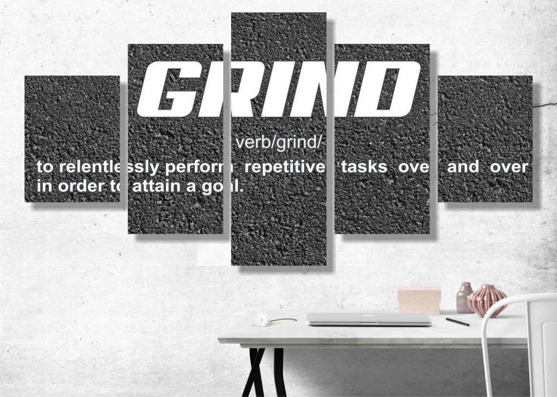 GRIND Canvas Set - Quote Wall Decor, Quote Wall Print, Quote Poster ...