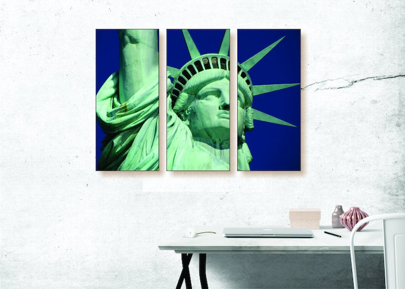 Statue of Liberty Canvas Set American Flag Wall Decor | Etsy