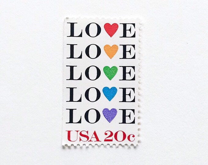 10 Vintage Love Hearts Postage Stamps / Valentines Day Heart Postage ...