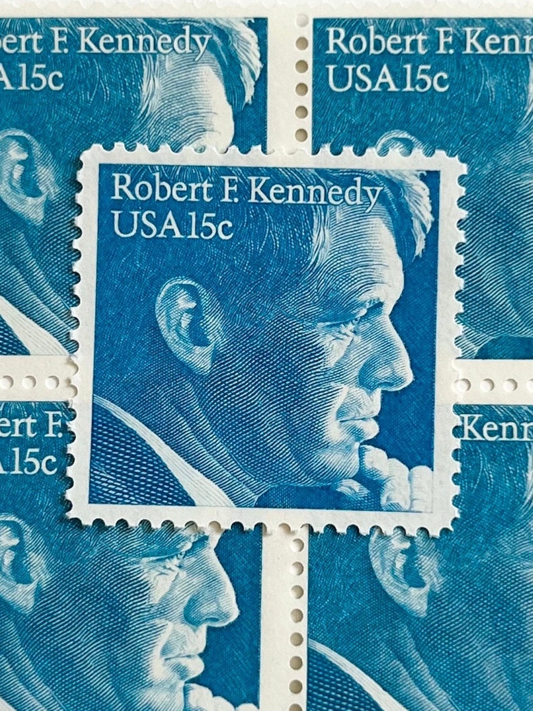 10 Unused Vintage President Kennedy Blue Postage Stamps / Robert F ...