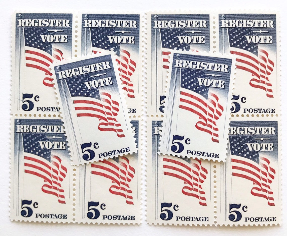 10 Unused Vintage Register to Vote US Postage Stamps / | Etsy