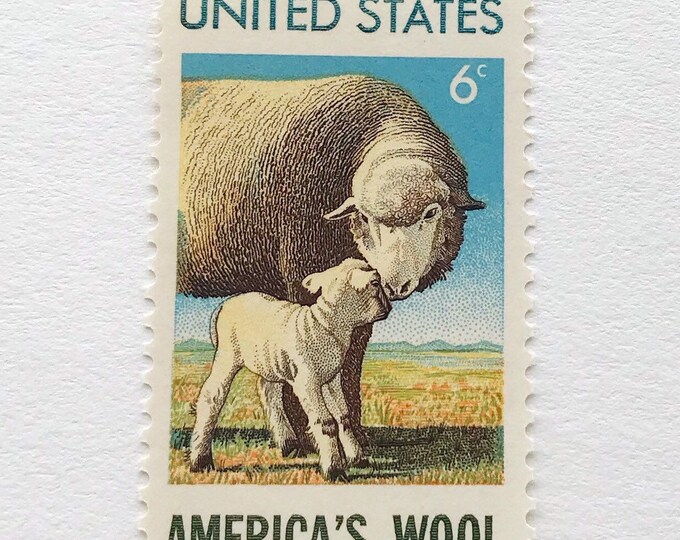 10 Unused Vintage America's Wool Postage Stamps / Sheep Lamb US Postage ...