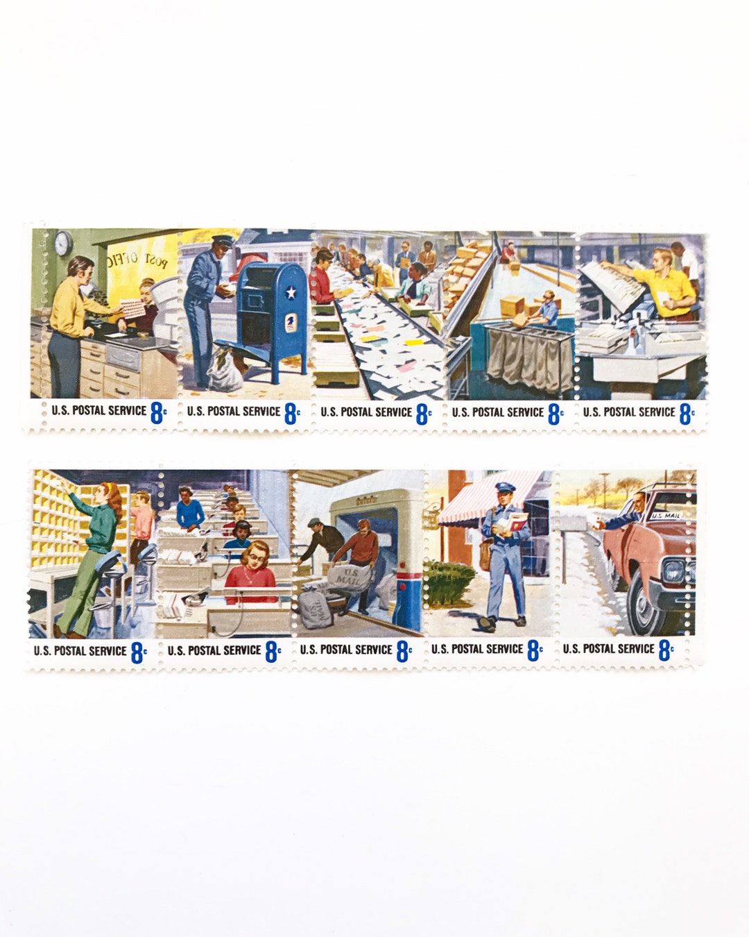 10 Unused Vintage US Postal Service Postage Stamps / Postman Mail ...
