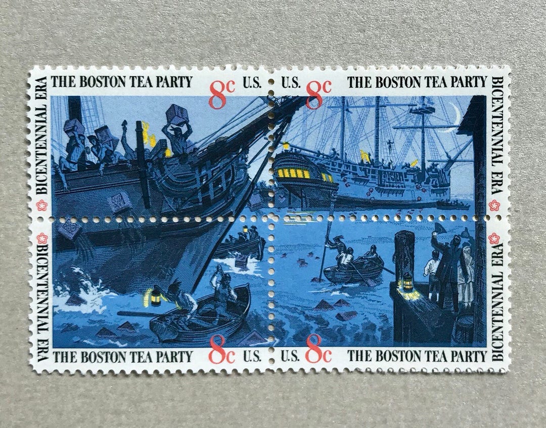 12 Unused Vintage Boston Tea Party Postage Stamps / Boston Tea Party ...