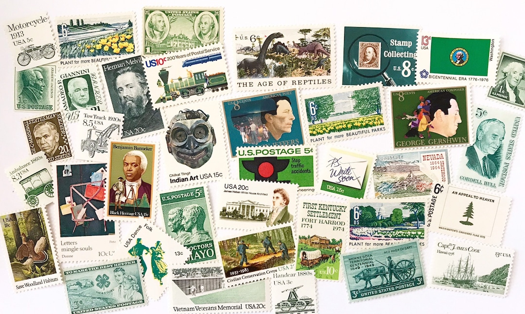 Vintage Green Postage Stamps: Unused US Stamp Collection - Etsy