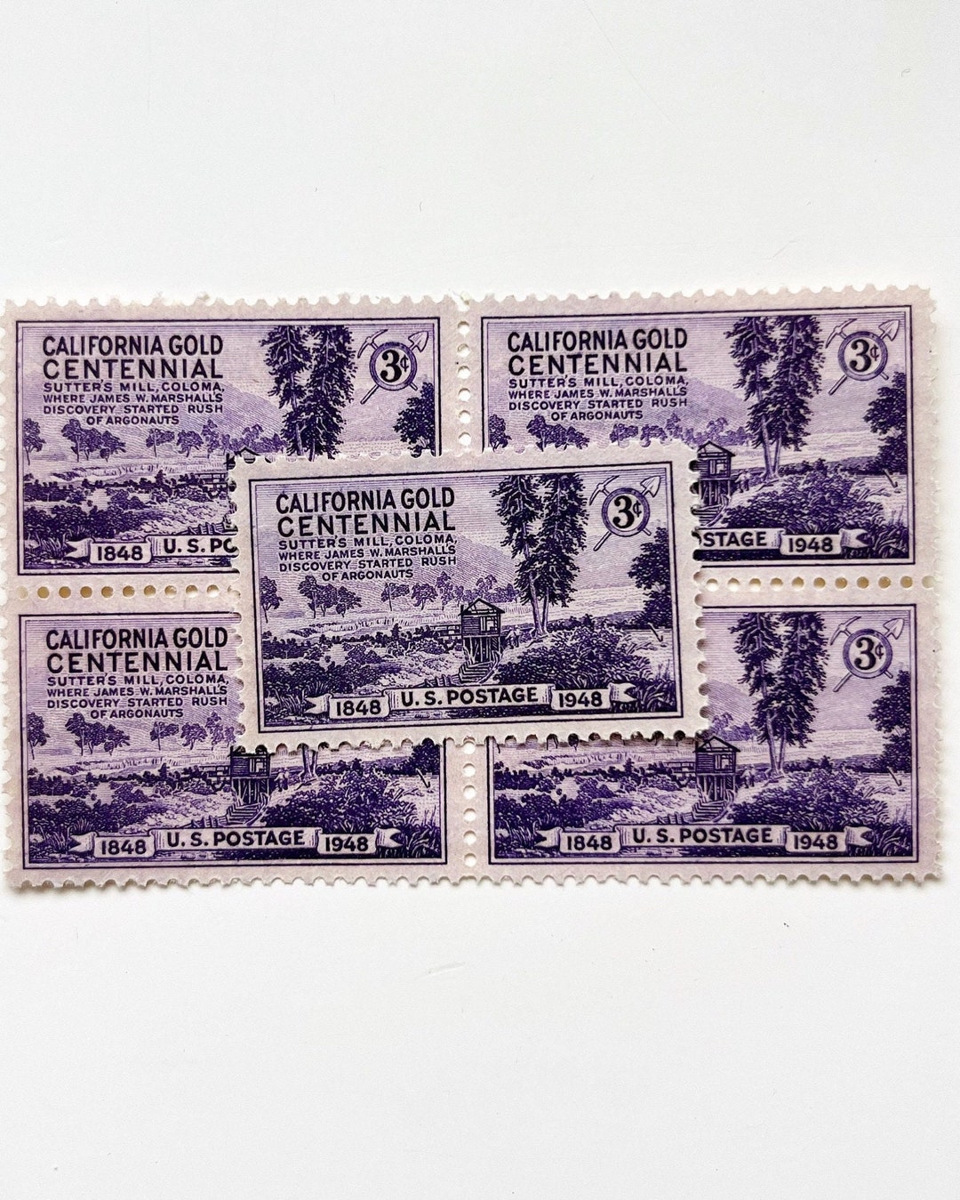 10 Unused Vintage California Postage Stamps / Purple California Gold ...