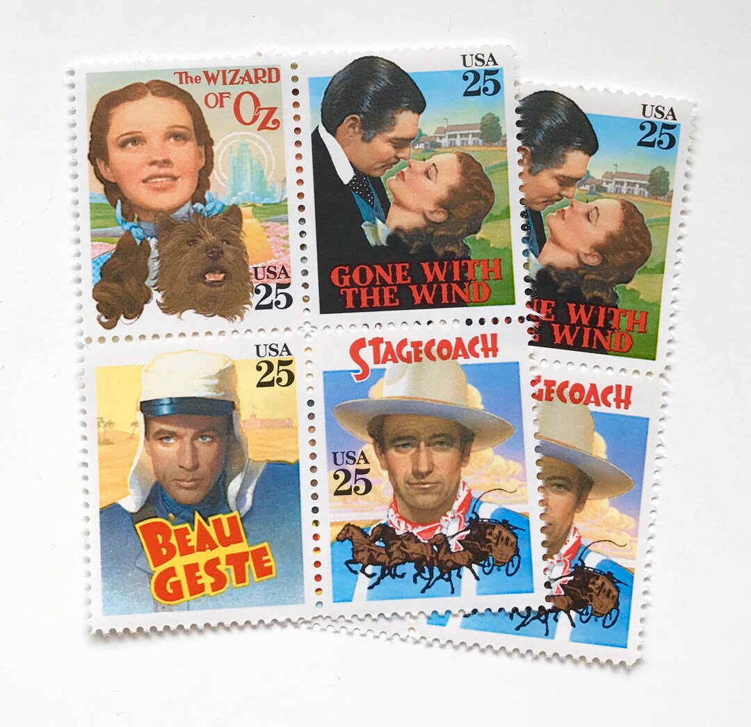 8 Unused Classic Films Vintage US Postage Stamps / Wizard of Oz Gone ...