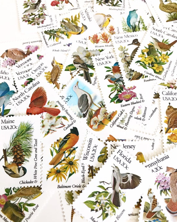 10 Unused Vintage State Bird & Flower Postage Stamps / Birds | Etsy