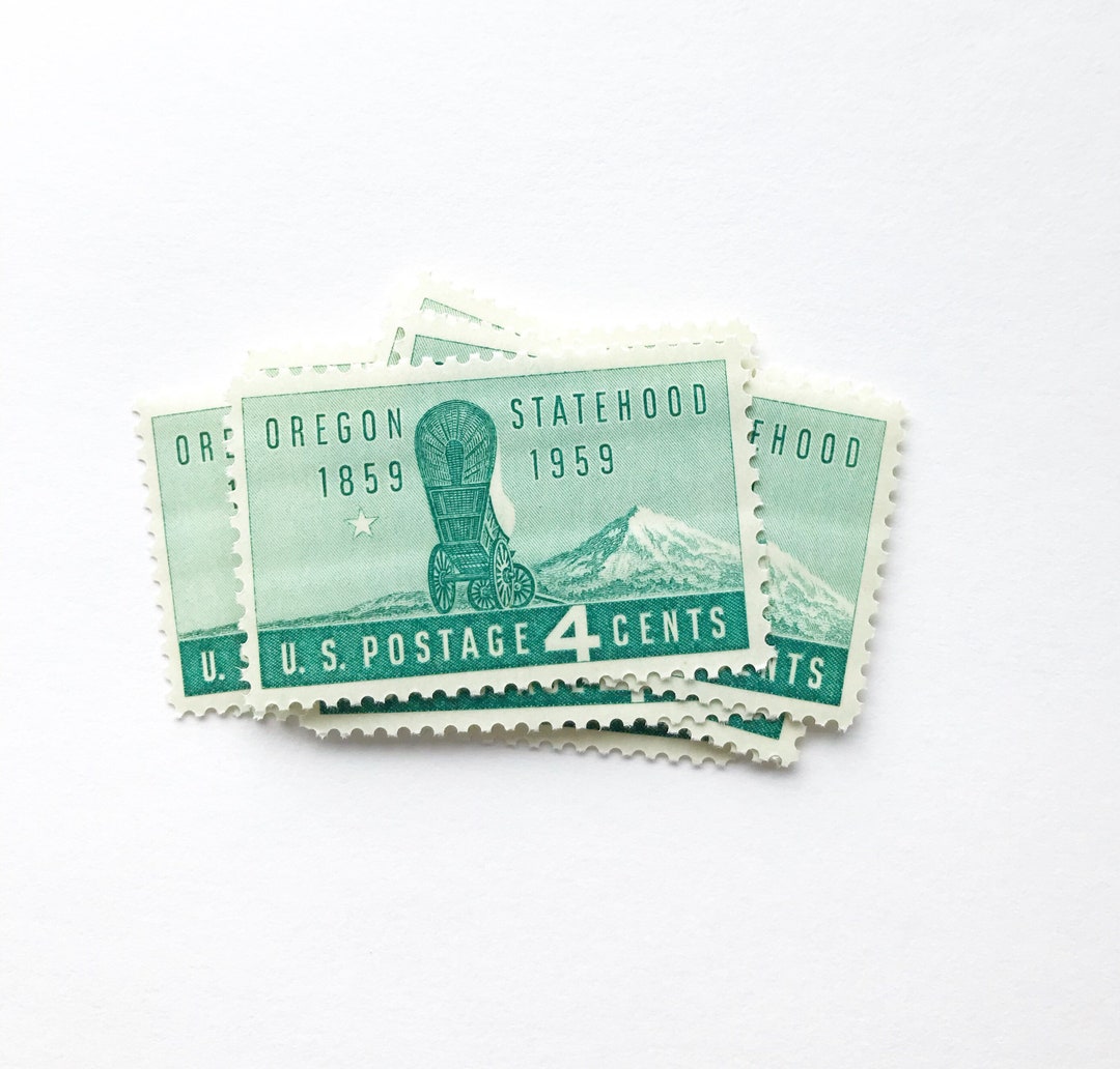 20 Unused Vintage Oregon Statehood Postage Stamps / 4 Cents / Mt. Hood ...