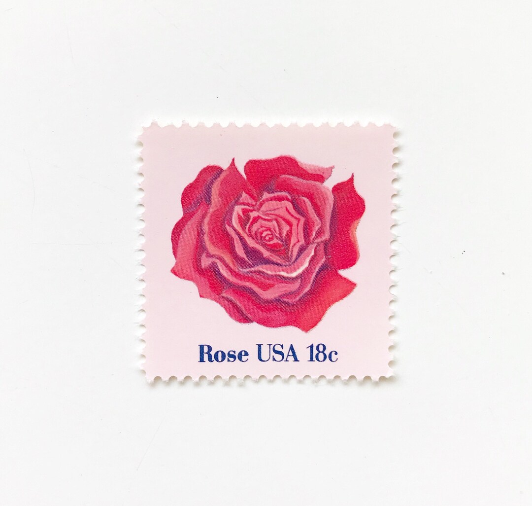 10 Unused Vintage Rose Postage Stamps / Pink Botanical Flower US ...