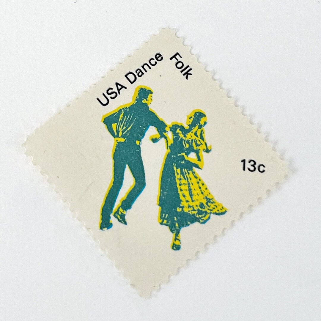 10 Unused Vintage Folk Dance Postage Stamps / USA Folk Dance Green ...