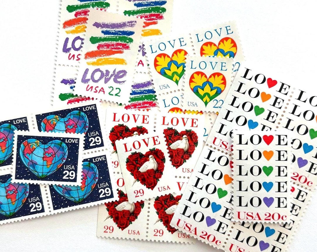 25 Vintage Valentines Day Love Hearts Postage Stamps Set / Valentines ...
