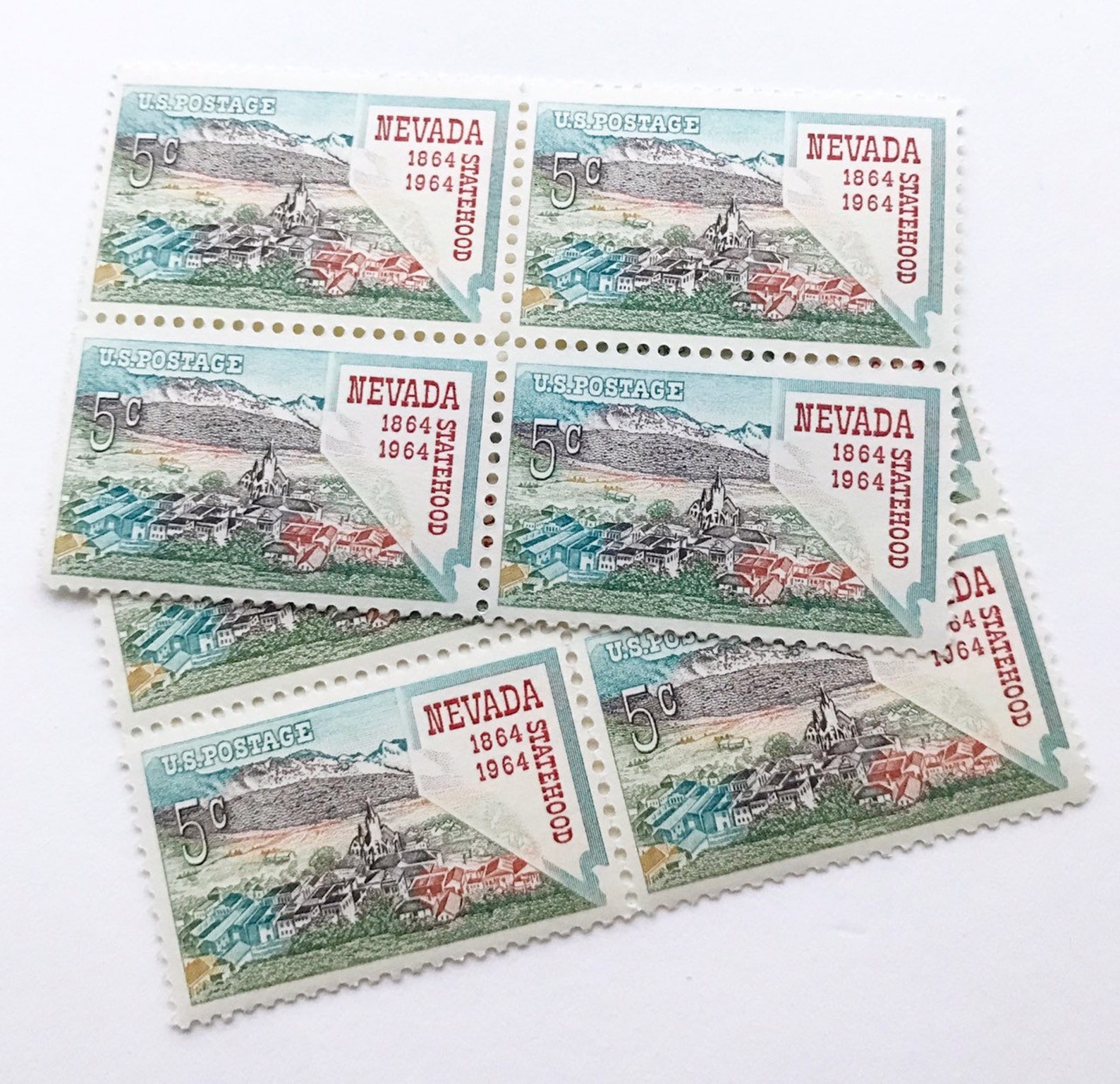 12 Unused Vintage Nevada Statehood Postage Stamps / 5 cents / | Etsy