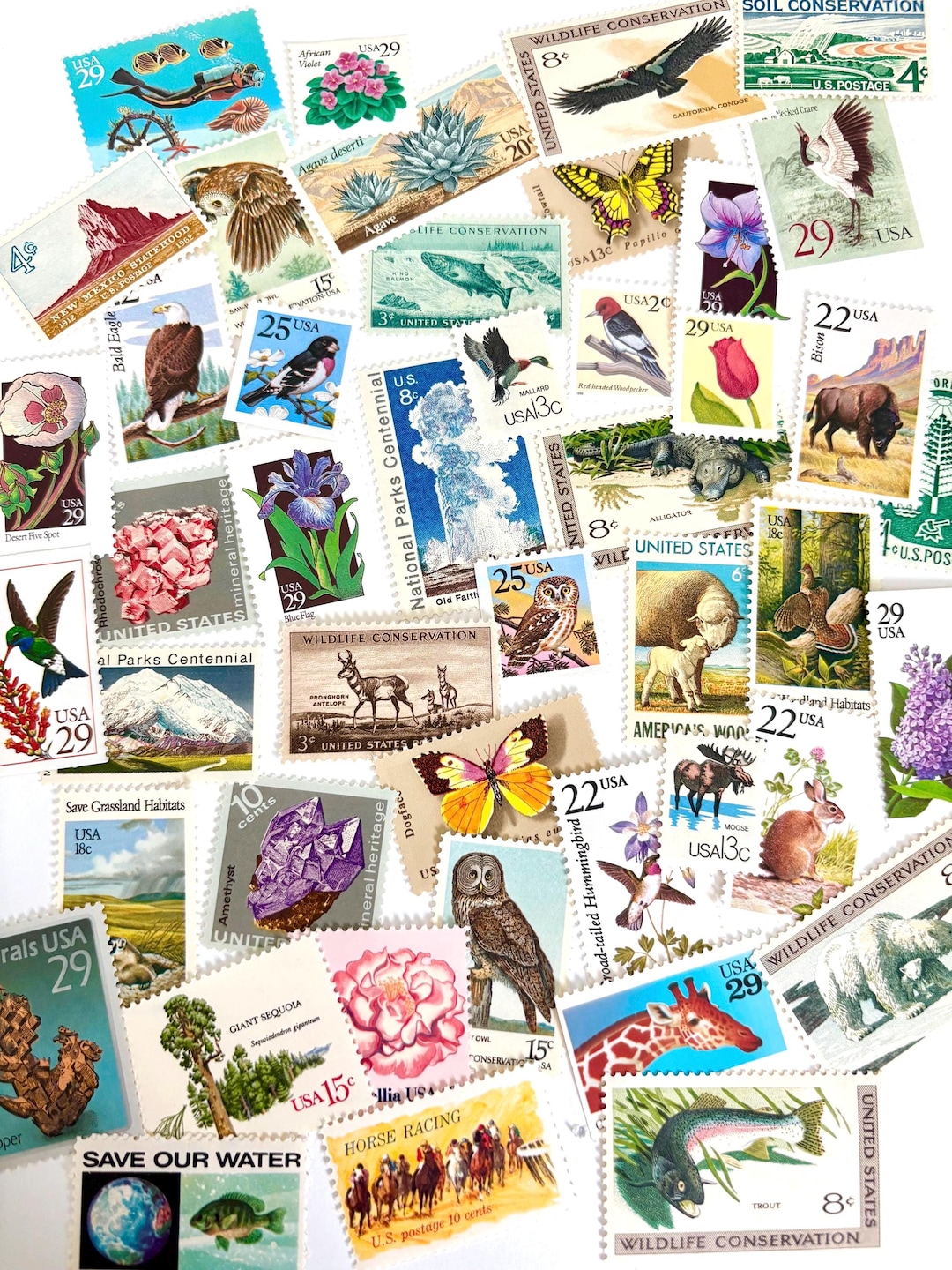15 Vintage Nature & Animal Postage Stamps: Unused US Stamps - Etsy