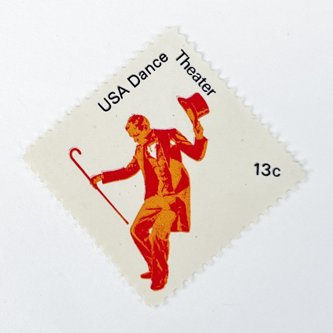 10 Unused Vintage Theater Dance Postage Stamps / USA Dance Orange ...