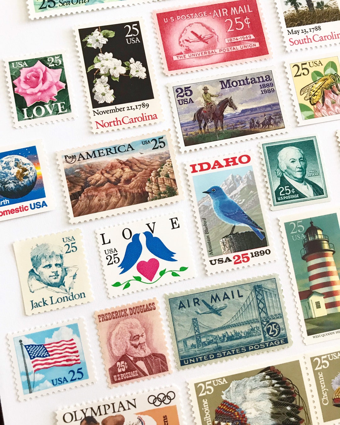Vintage 25 Cent US Postage Stamps Variety Pack - Etsy