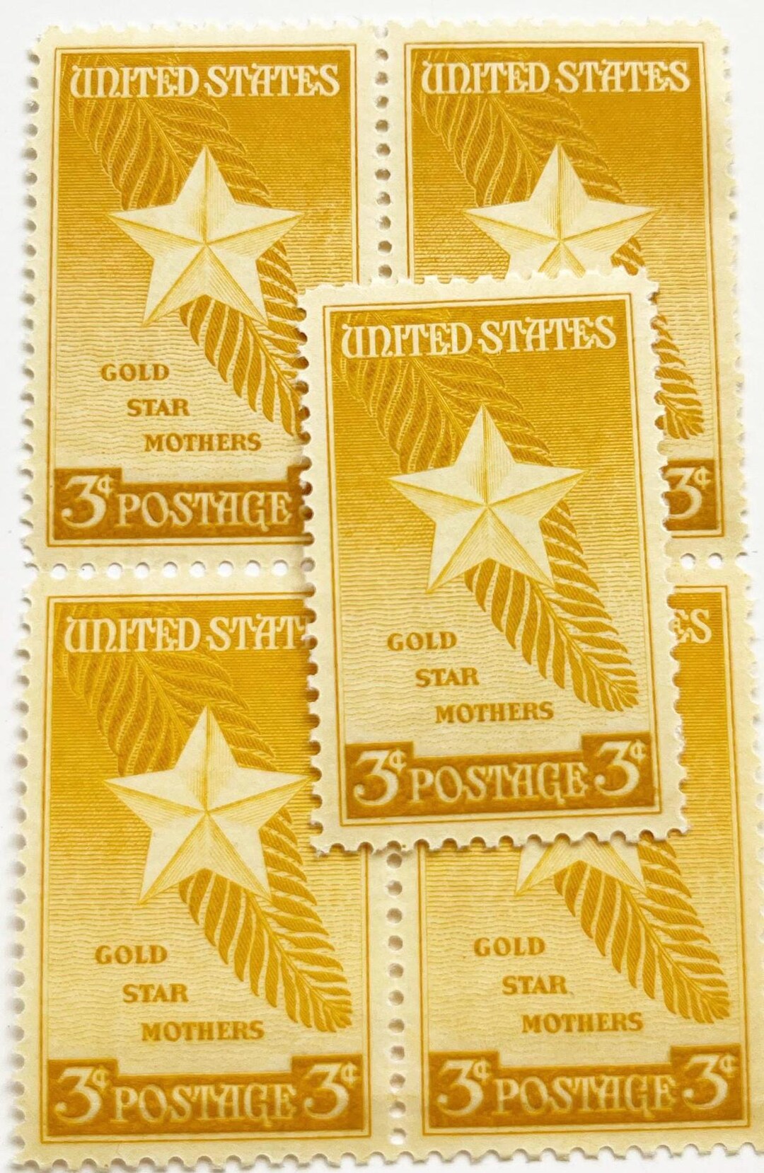 10 Unused Vintage Gold Star Mothers US Postage Stamps / Yellow Star ...