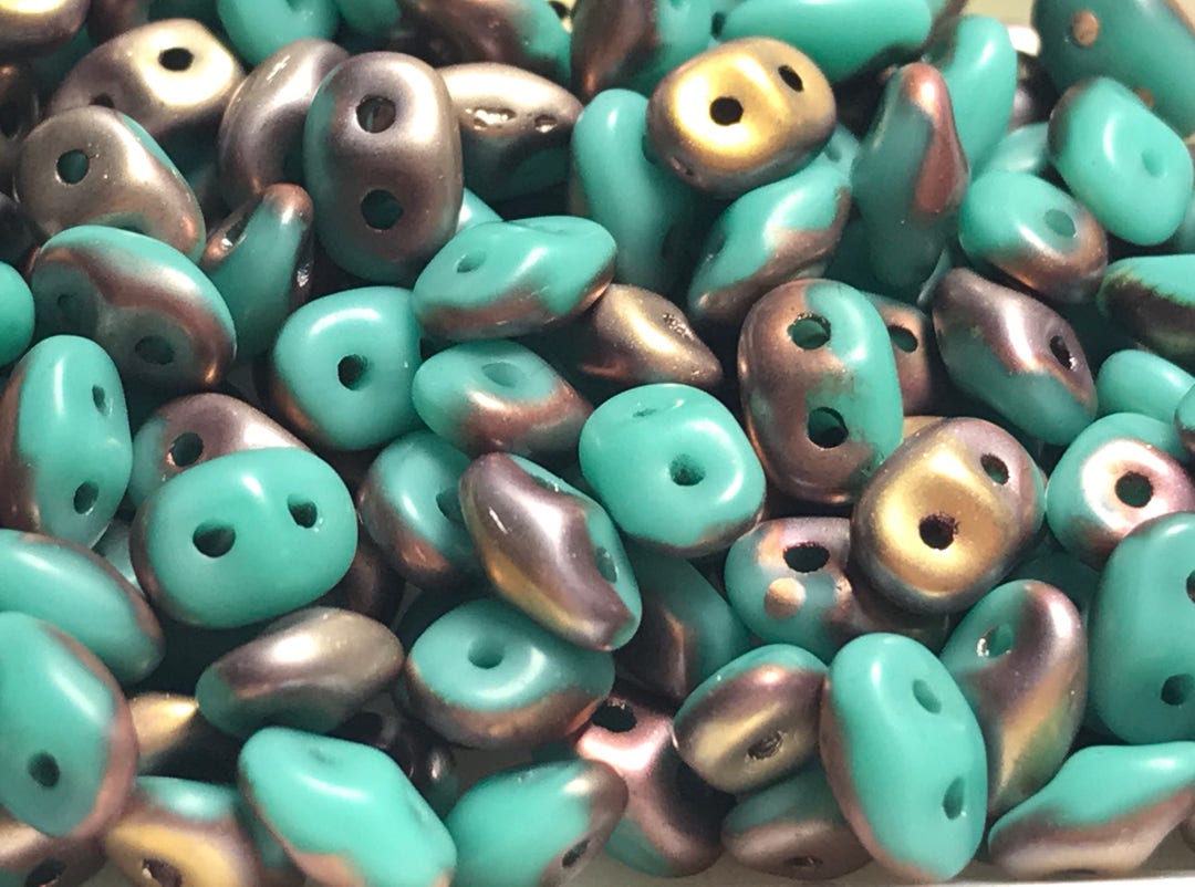 Superduo Beads Two Holes Turquoise Green Capri Matte 10 Grams - Etsy