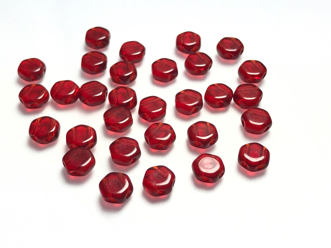 Honeycomb Beads Two Holes Ruby Transparent 30pc 6mm - Etsy