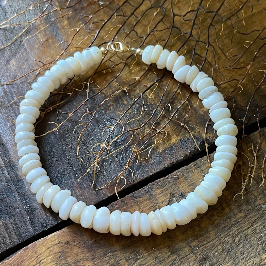 Hawaii Puka Shells Anklet 14k GF 10 Inch REAL Surf Tumbled Puka Shells ...