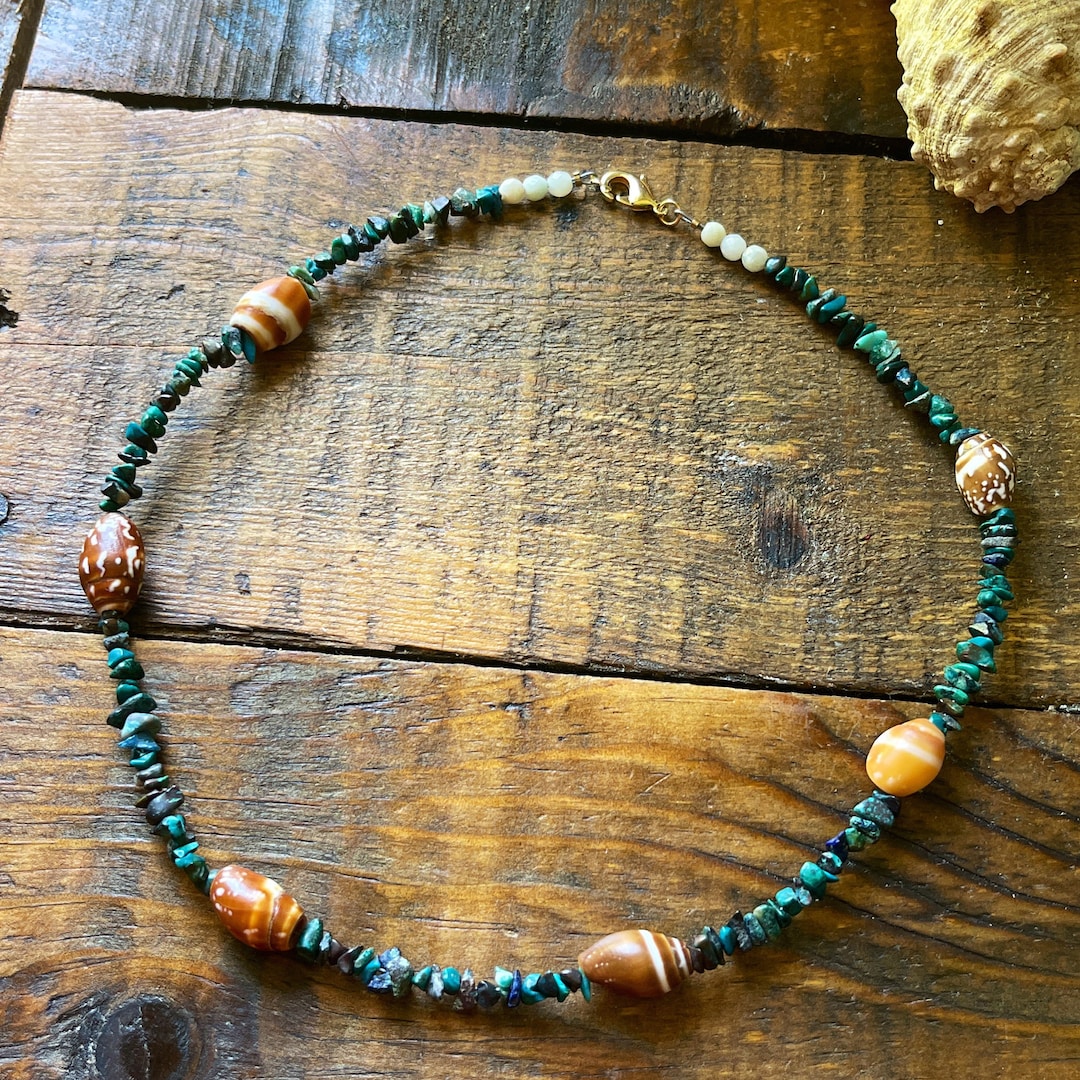 Hawaiian Miter Shells Chrysocolla Necklace 15 Inch 1309 - Etsy