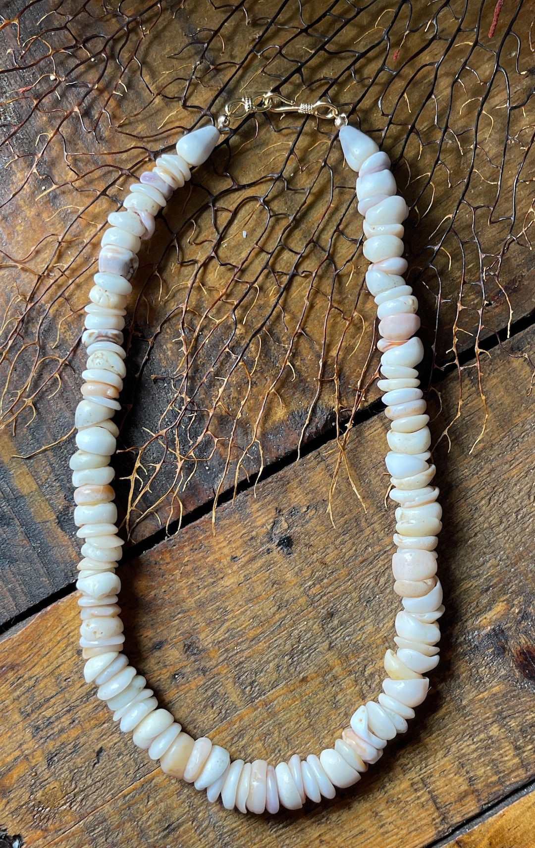 Chunky Pastel Puka Shell Necklace REAL Surf Tumbled Puka Shells Hawaii ...